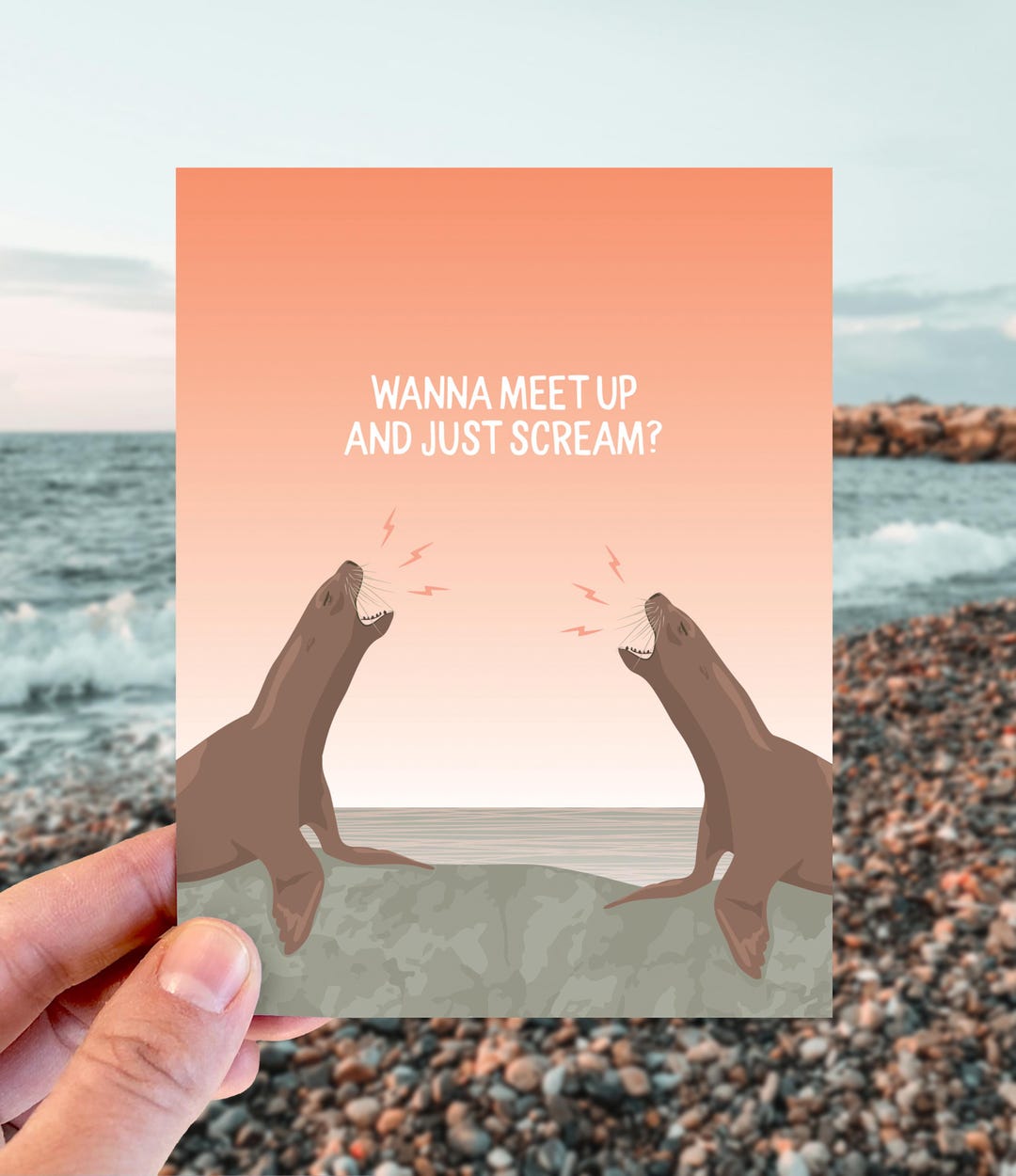 Just Scream / Funny Encouragement Card / Sea Lions - Etsy