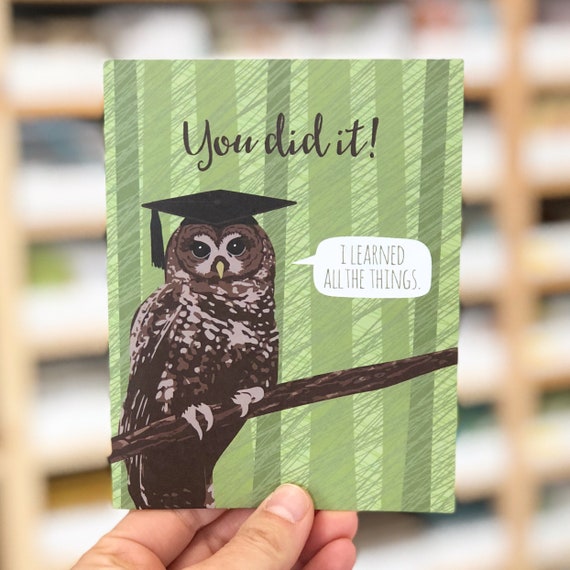 Wise Owl Memes Funny Graduation Card / Wise Owl / All The Things