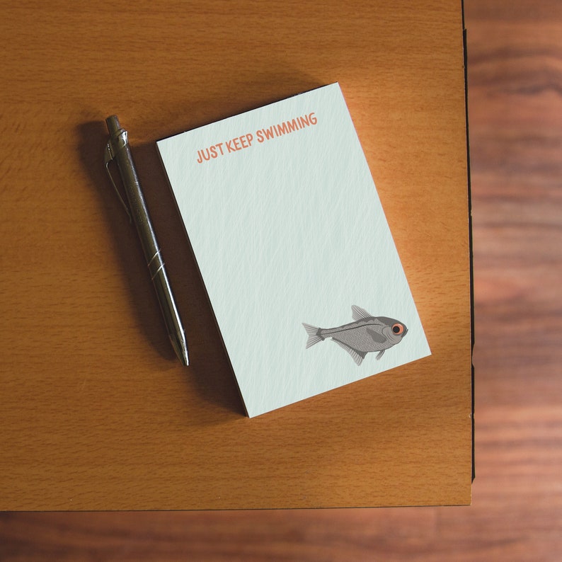 Just Keep Swimming Notepad / Big Eye Fish - Etsy