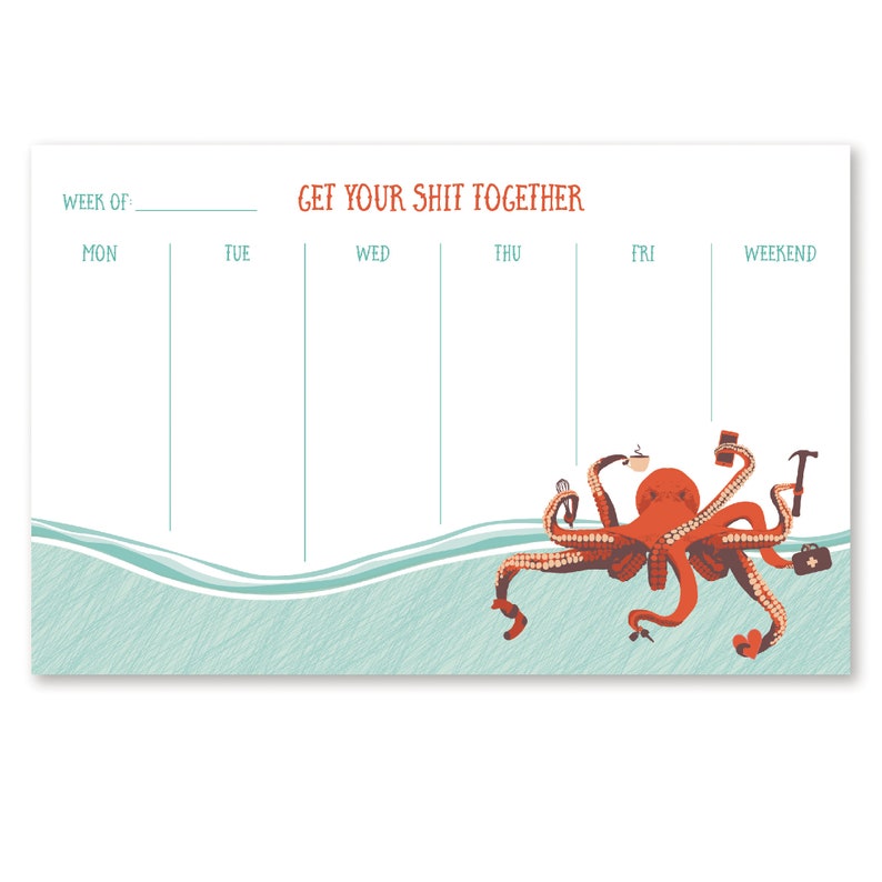 Weekly Planner Notepad / Octopus - Etsy