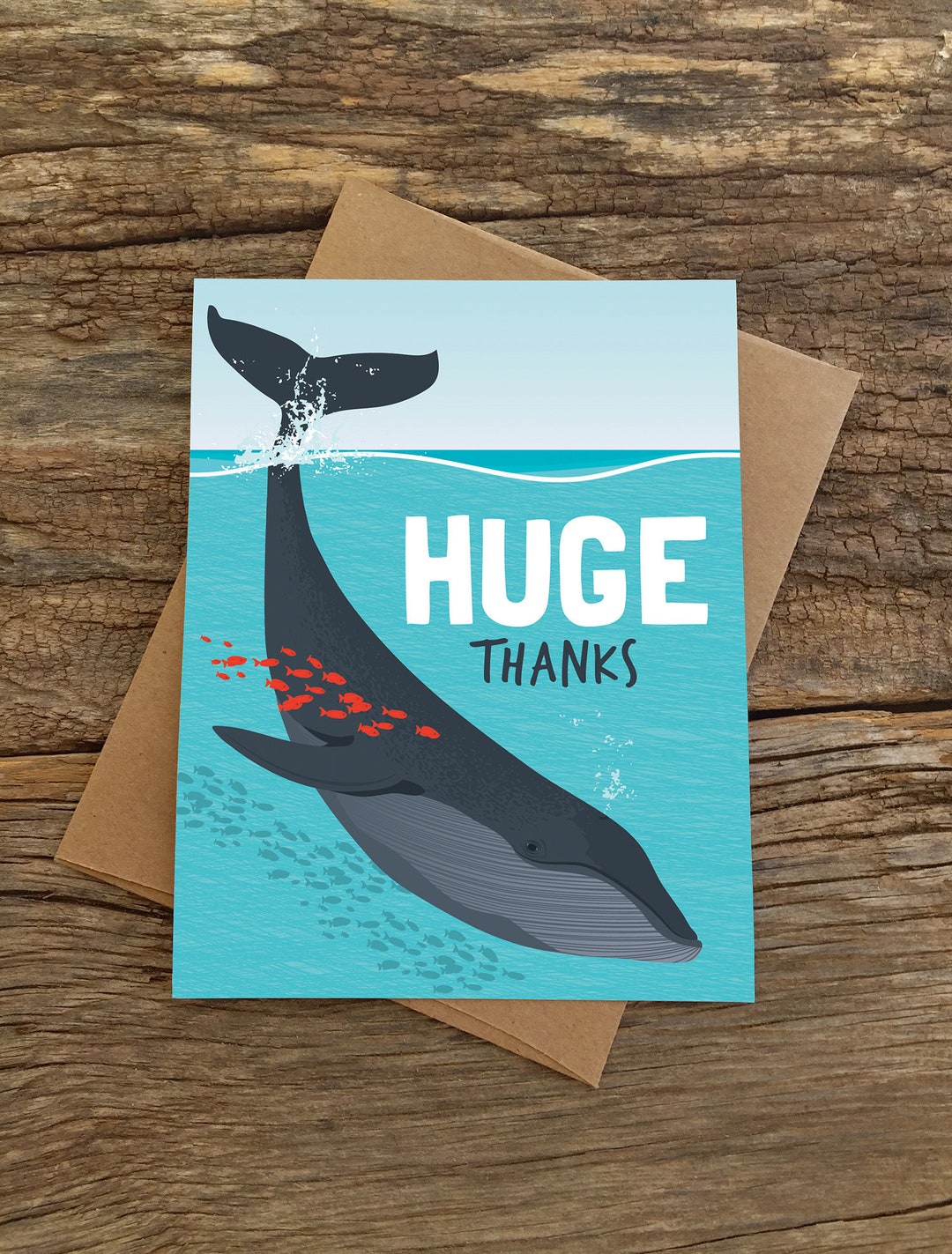 Huge Thanks Whale Card - Etsy