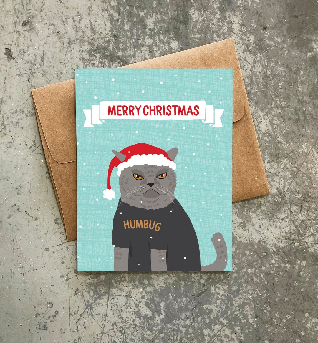 Funny Holiday Cards / Humbug Cat / Boxed Set of 8 - Etsy
