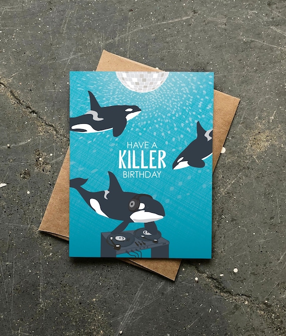 Funny Birthday Card Killer Whales Orca Dj | Etsy