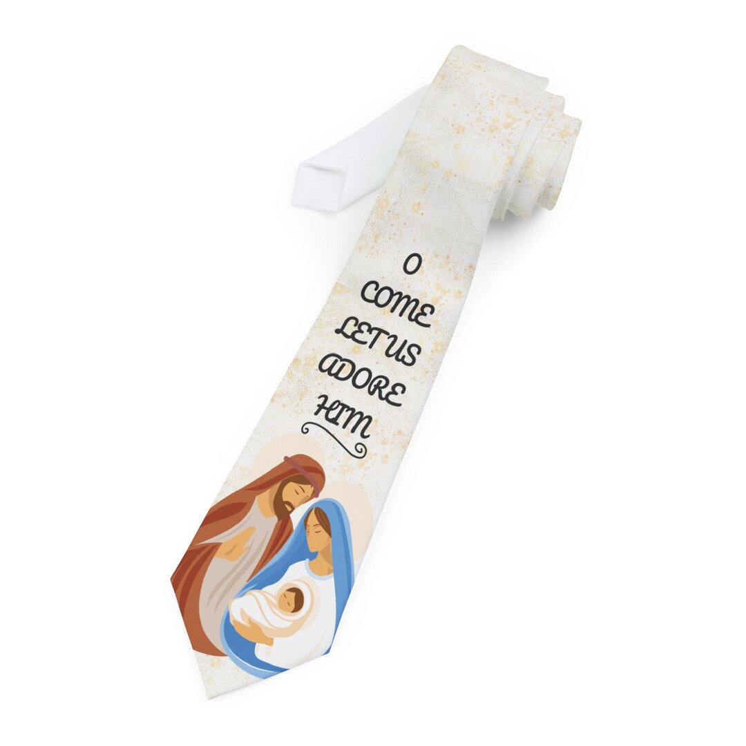 O Come Let Us Adore Him Nativity Necktie | Christmas Religious Tie - Etsy