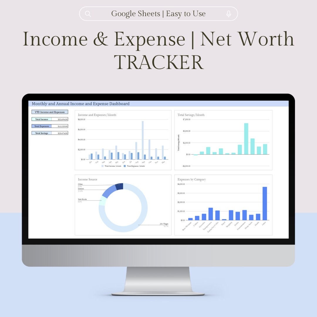 Income and Expense Tracker Google Sheets Net Worth Tracker Personal ...