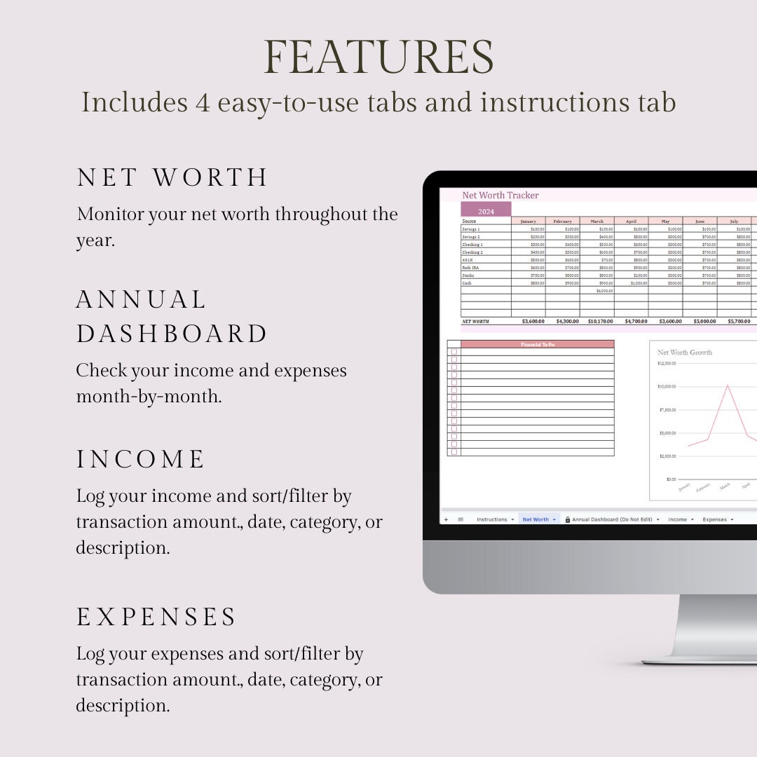 Income and Expense Tracker Google Sheets Net Worth Tracker Personal ...