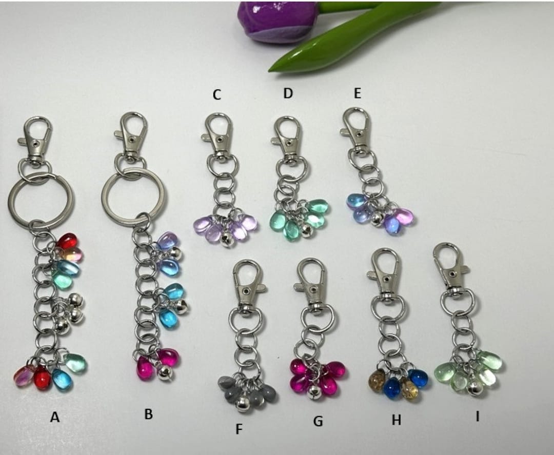 Glass Beaded Keychain | Jingle Bell Keychain | Teardrop Keychain | Cute ...