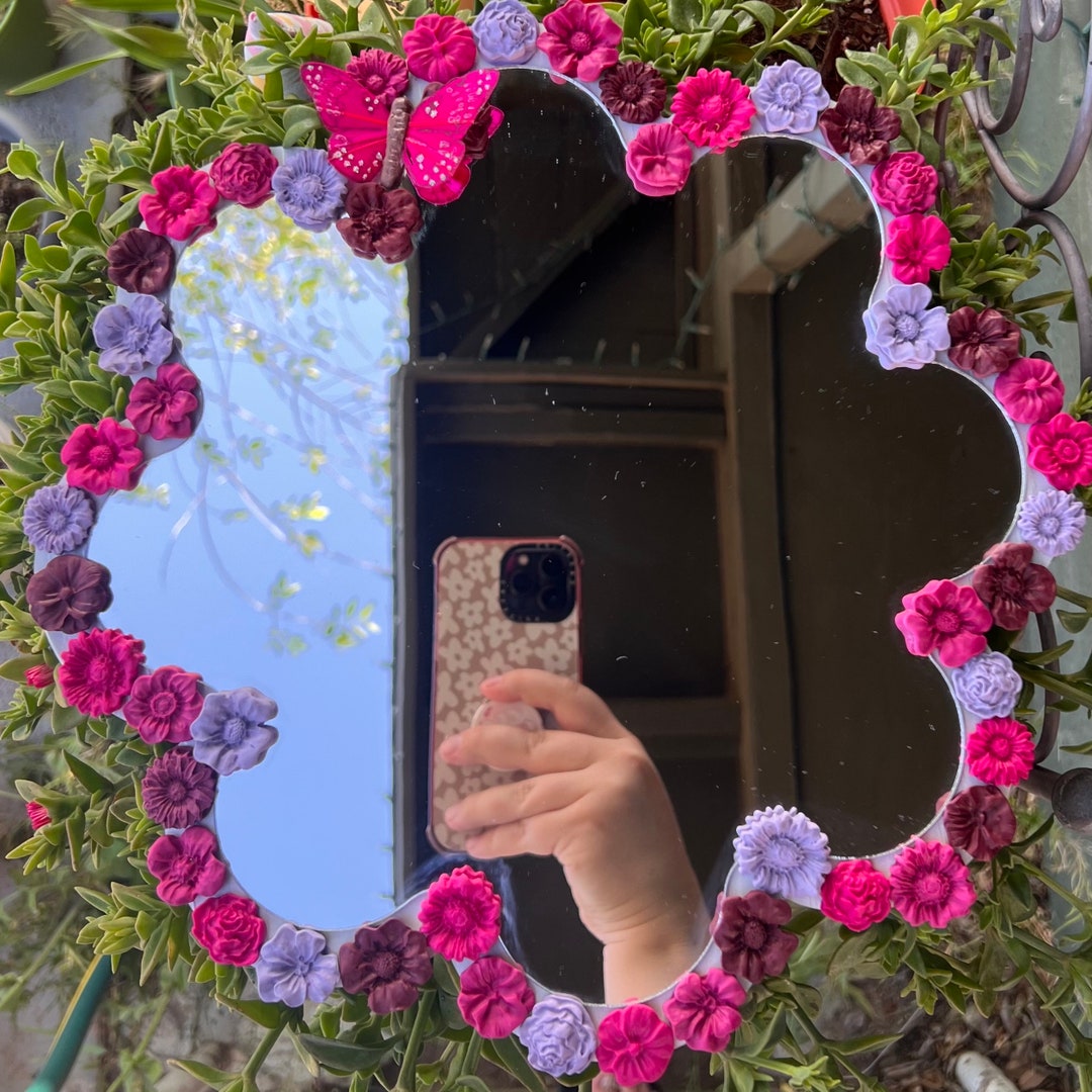 Polymer Clay Flower Wall Mirror // Girls Room Decor // Nursery Decor ...