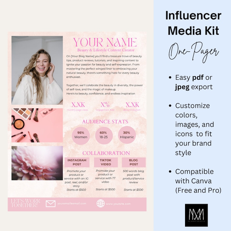 Media Kit Template Canva, Influencer Media Kit, Blog Media Kit, Tiktok ...