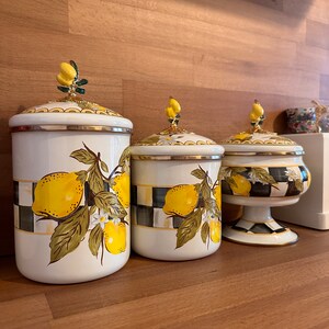 Enamel Limoncello Jar Set, Container Set, Kitchen Container, Lemon Jar ...
