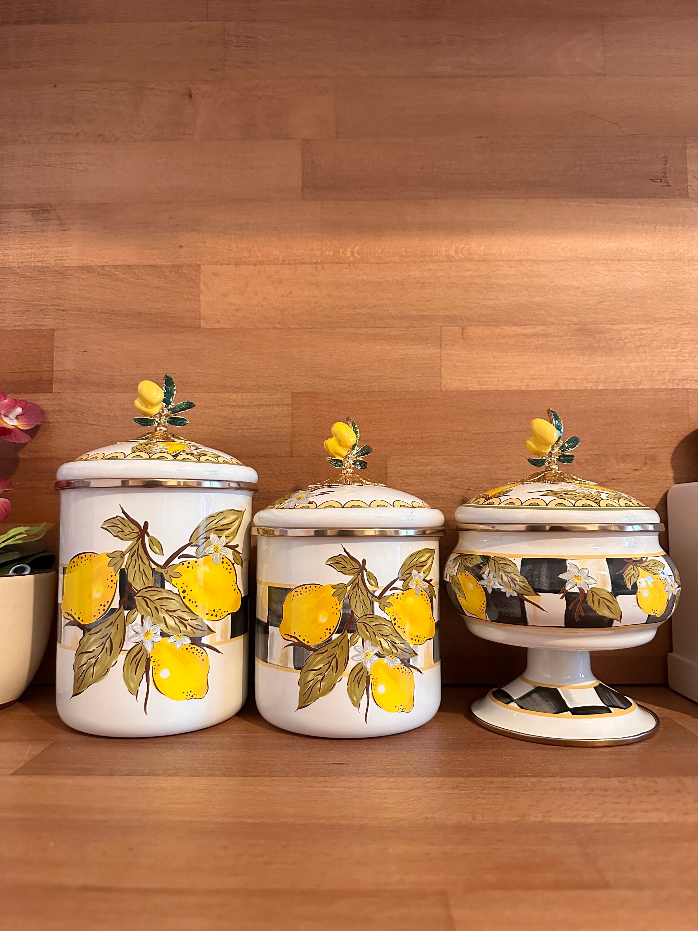 Enamel Limoncello Jar Set, Container Set, Kitchen Container, Lemon Jar ...