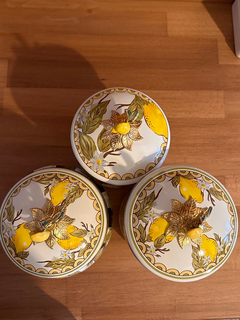 Enamel Limoncello Jar Set, Container Set, Kitchen Container, Lemon Jar ...