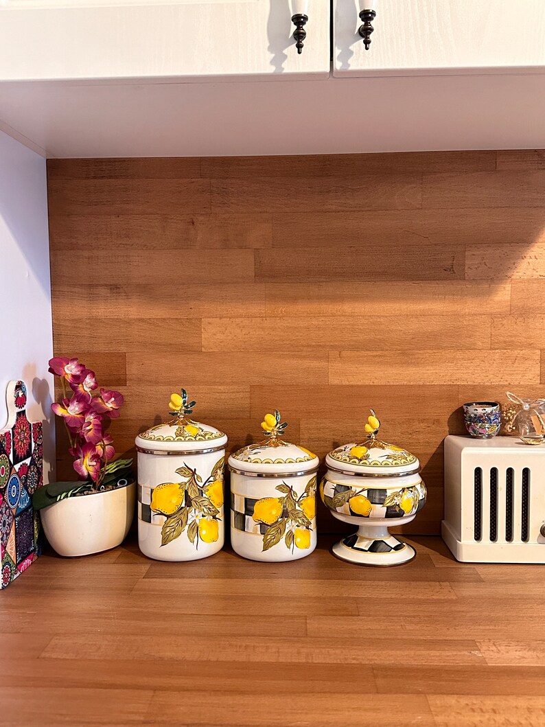 Enamel Limoncello Jar Set, Container Set, Kitchen Container, Lemon Jar ...
