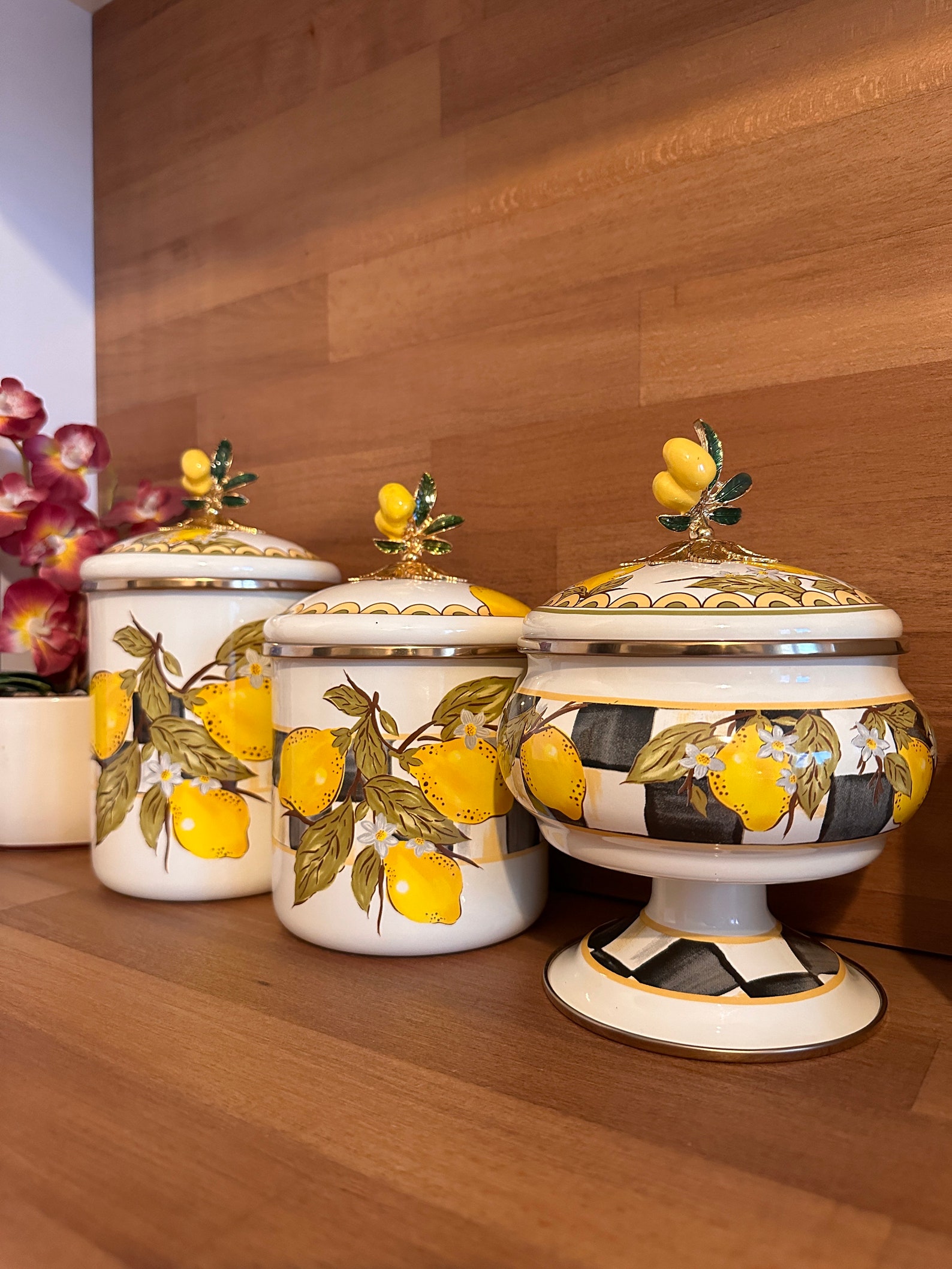 Enamel Limoncello Jar Set, Container Set, Kitchen Container, Lemon Jar ...
