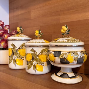 Enamel Limoncello Jar Set, Container Set, Kitchen Container, Lemon Jar ...