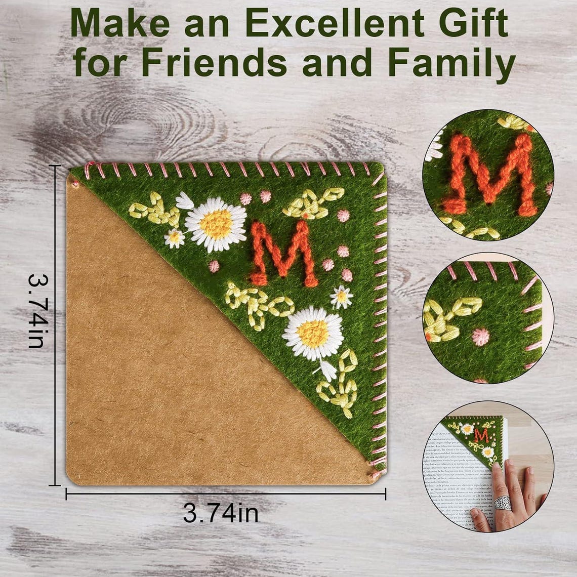 Personalized Hand Embroidered Corner Bookmark Felt Triangle Page ...