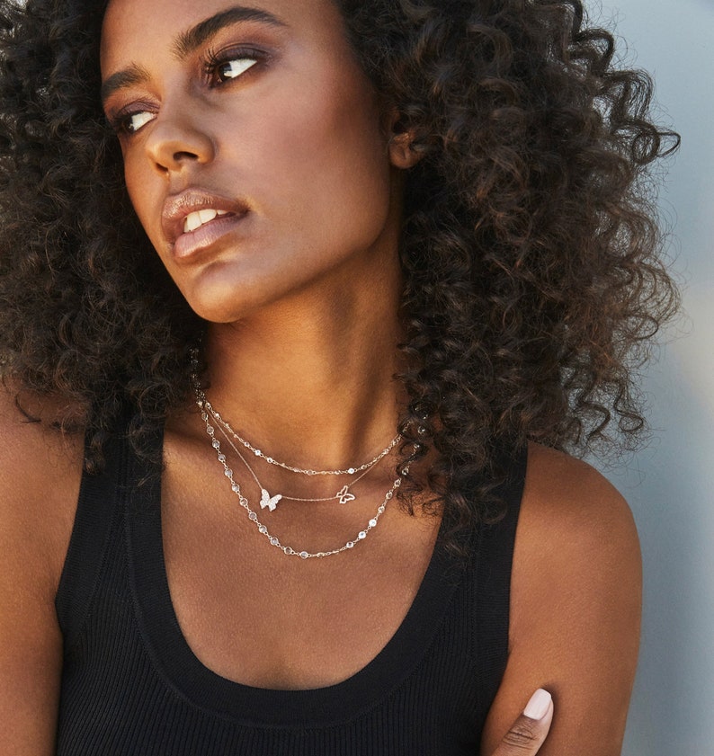 Double Butterfly Necklace With Diamonds - Etsy