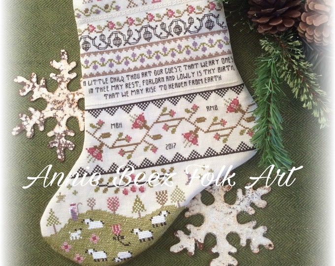 Cross Stitch Pattern Band Sampler Stocking Annie Beez Folk Art PDF ...