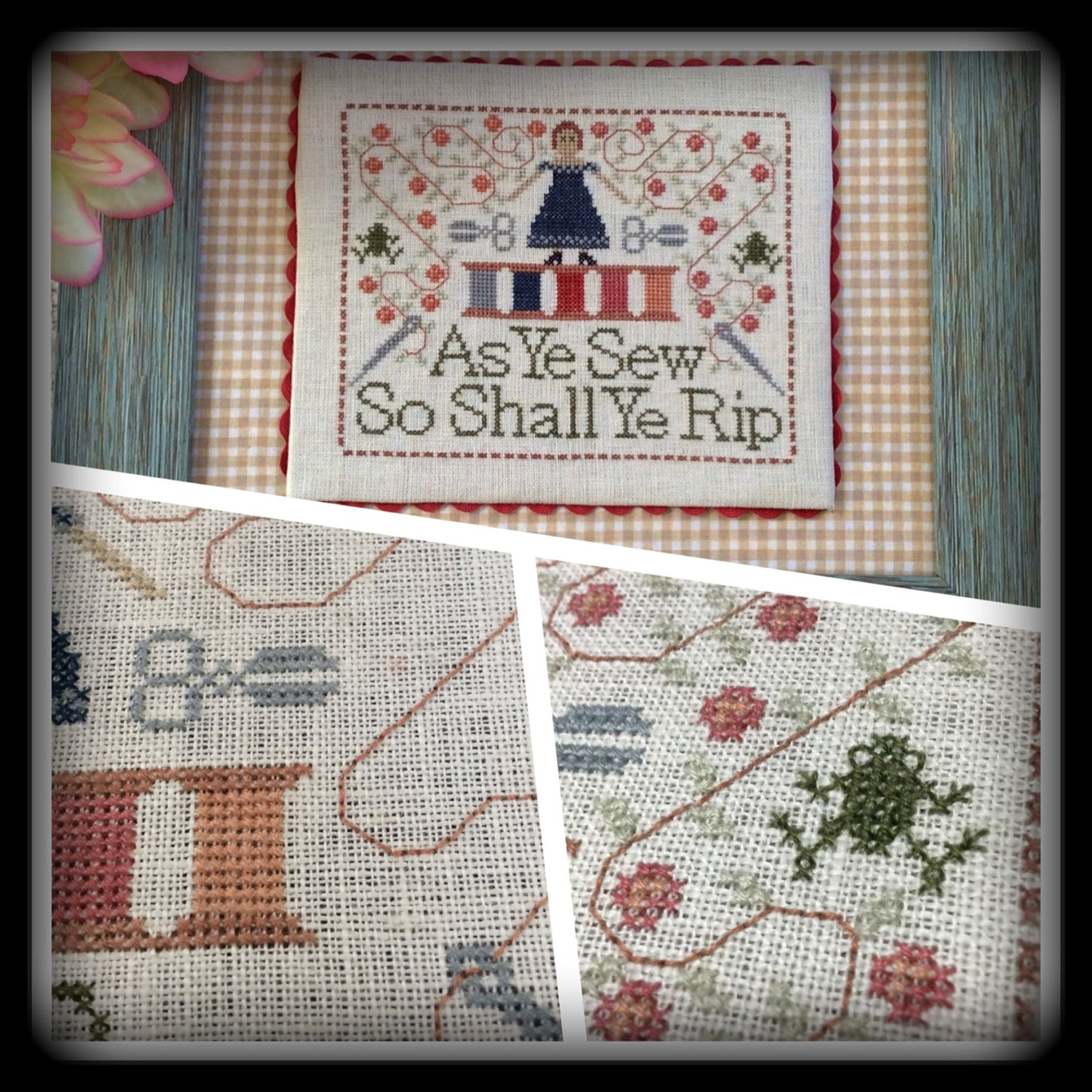 Counted Cross Stitch Chart Sewing Motto Stitching Frogging Vintage ...