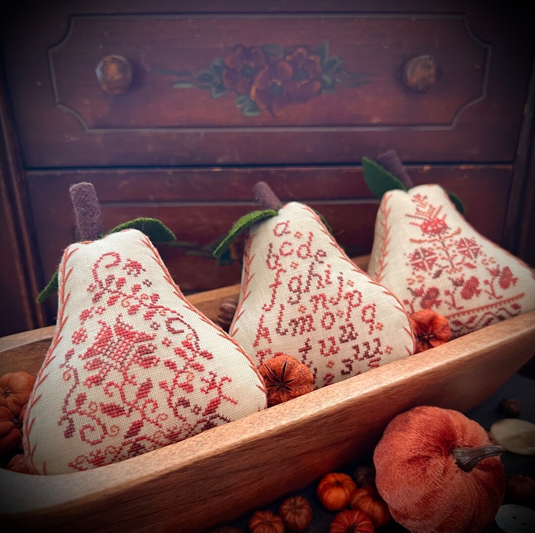 Anjou Pears Cross Stitch Pattern Rustic Colors Three Pear Patterns in ...