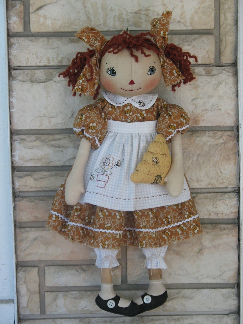 Raggedy Annie Cloth Doll Pattern PDF Primitive Doll Pattern Cloth Doll Raggedy Ann Doll ...