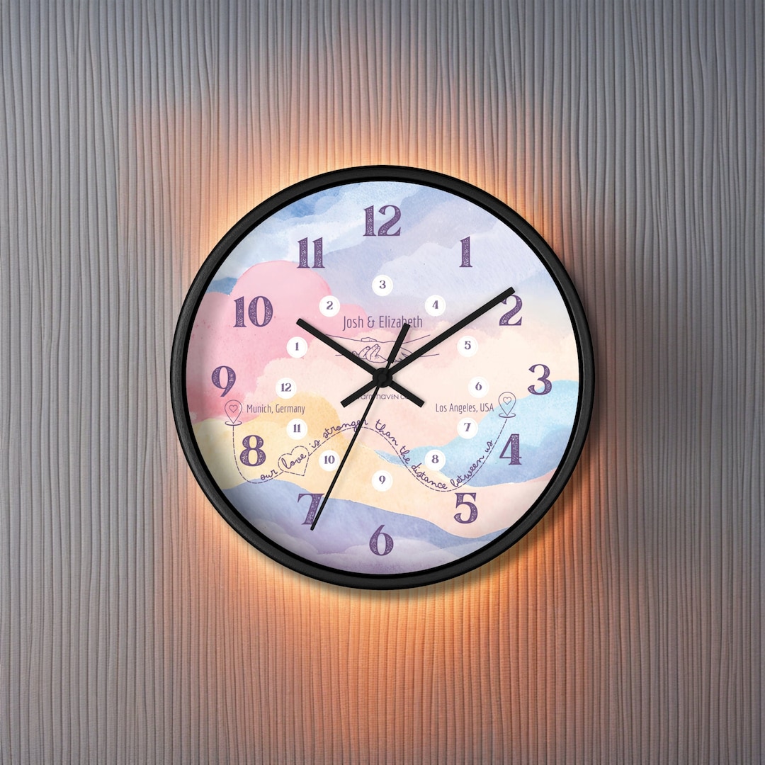 Custom Wall Clock Long Distance Gift Idea Personalised Present for ...