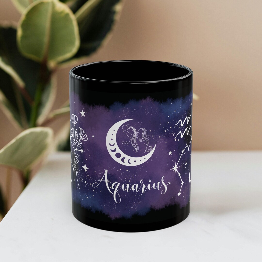 Aquarius Coffee Mug for Zodiac Sign Gift for Women Watercolor Galaxy ...