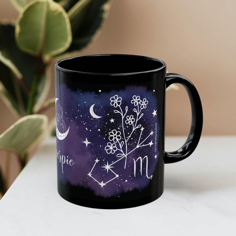 Scorpio Coffee Mug for Zodiac Sign Gift for Women Watercolor Galaxy ...