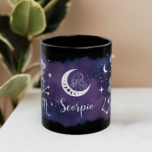 Scorpio Coffee Mug for Zodiac Sign Gift for Women Watercolor Galaxy ...