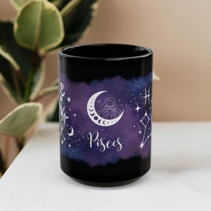 Pisces Coffee Mug for Zodiac Sign Gift for Women Watercolor Galaxy ...