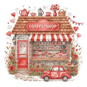 Coffee Shop Clipart Watercolor JPG Commercial Use - Etsy