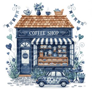 Coffee Shop Clipart Watercolor JPG Commercial Use - Etsy