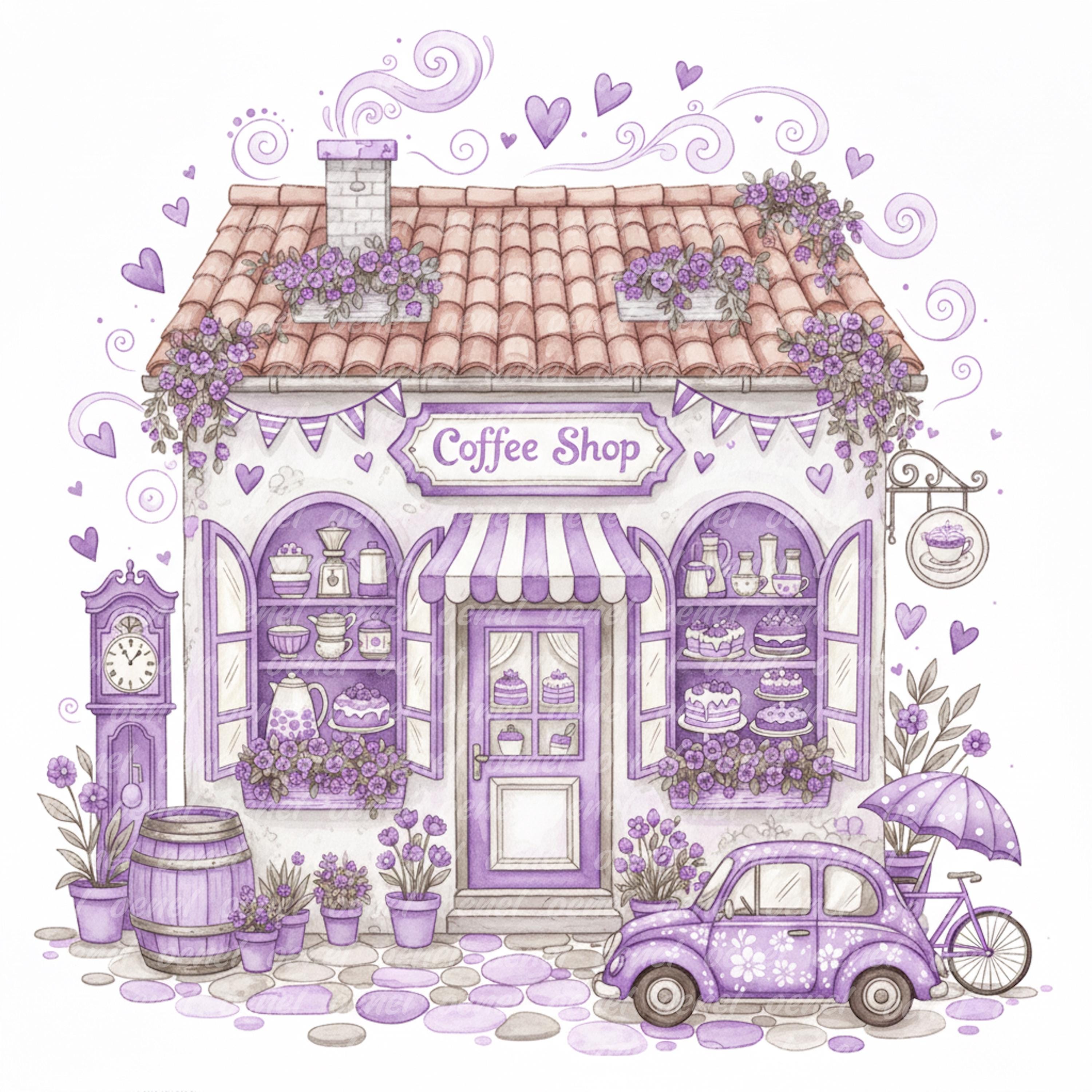 Coffee Shop Clipart Watercolor JPG Commercial Use - Etsy UK