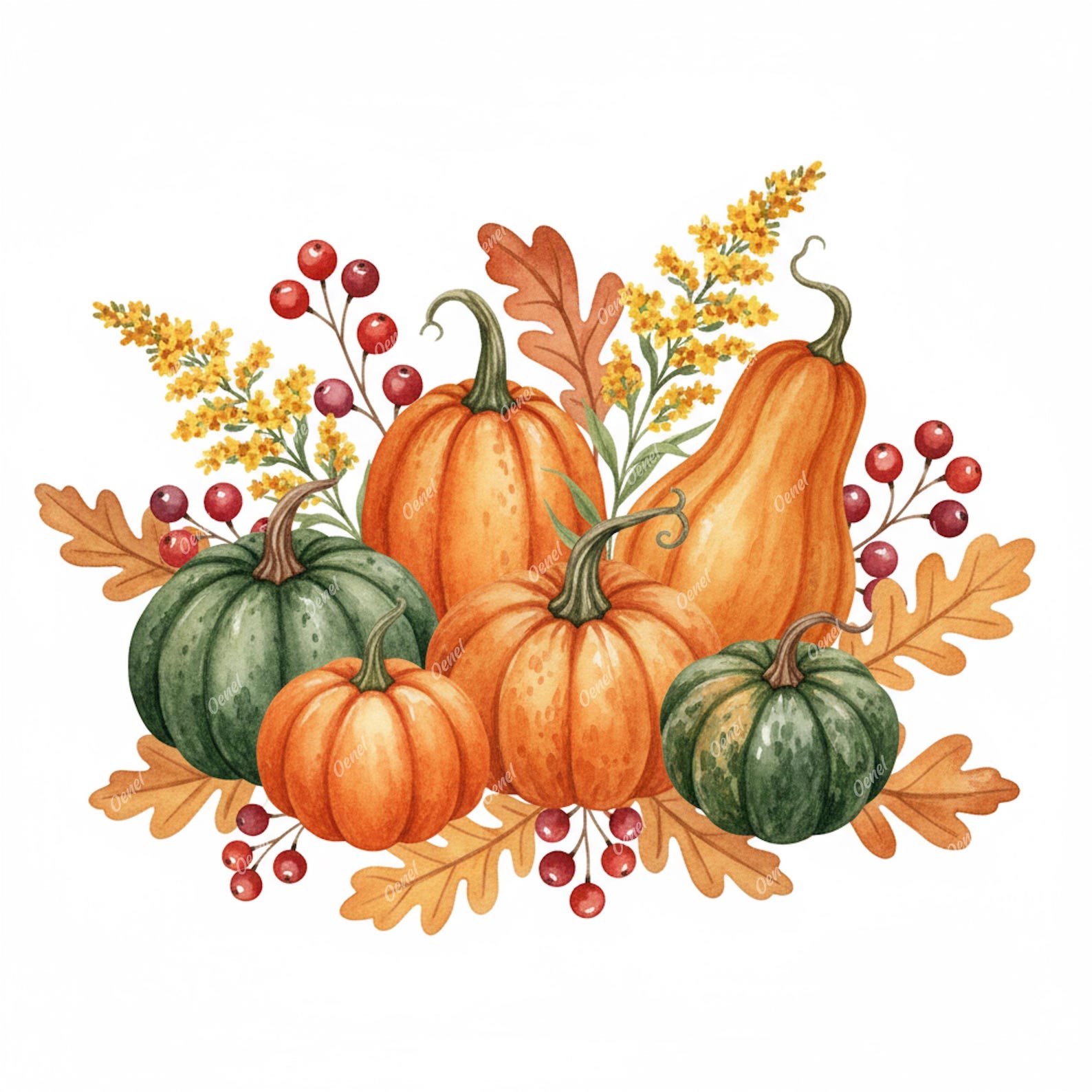 Fall Pumpkin Clipart Bundle Watercolor JPG Commercial Use - Etsy