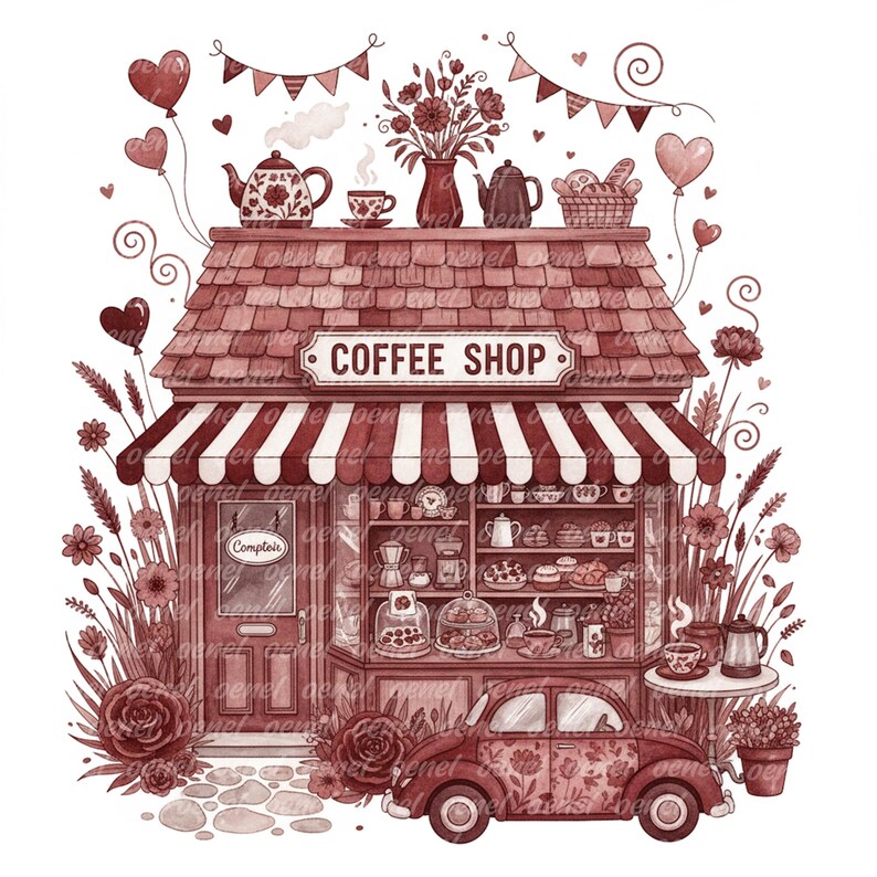 Coffee Shop Clipart Watercolor JPG Commercial Use - Etsy