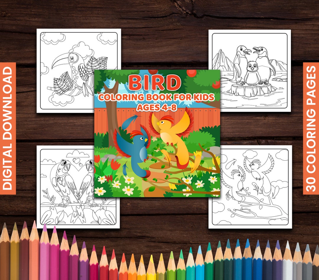 Birds Kids Coloring Book, Coloring Sheets, Fun Activity for Kids ...