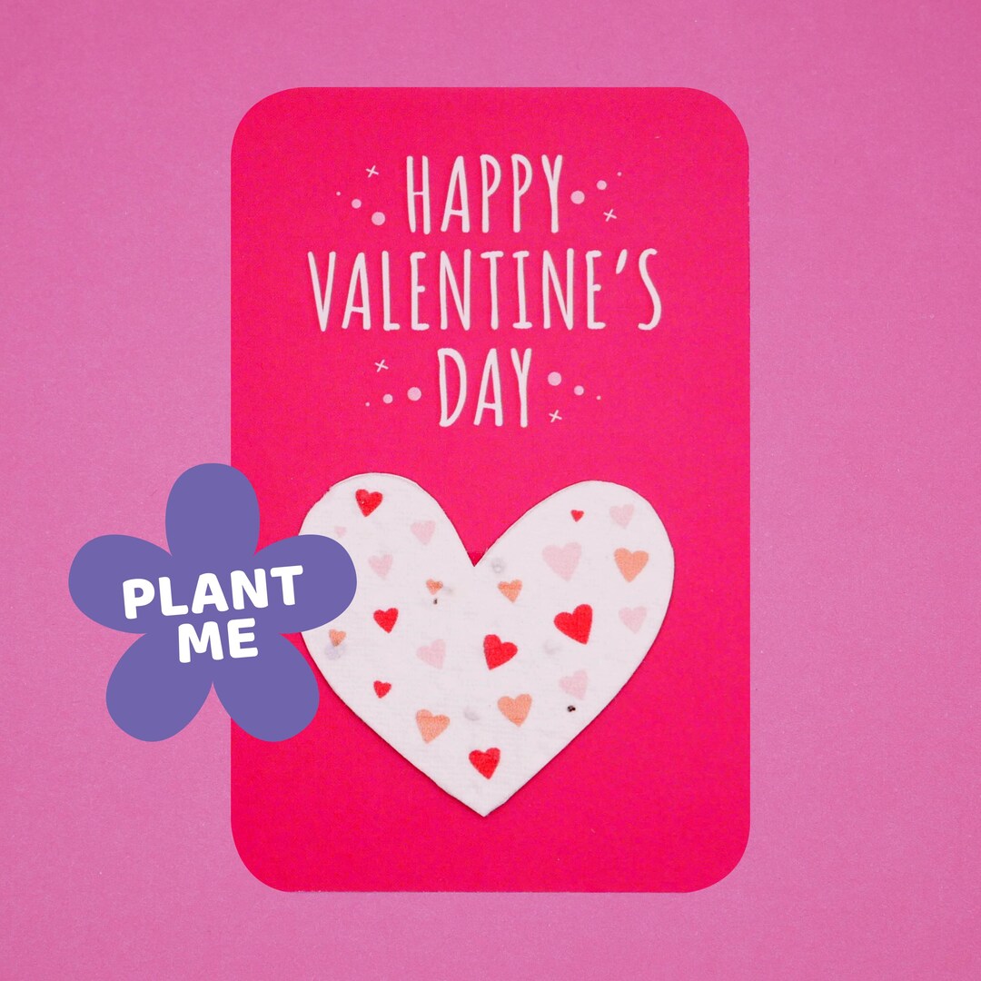 Small Valentine's Day Card With Plantable Heart Let Love Grow - Etsy