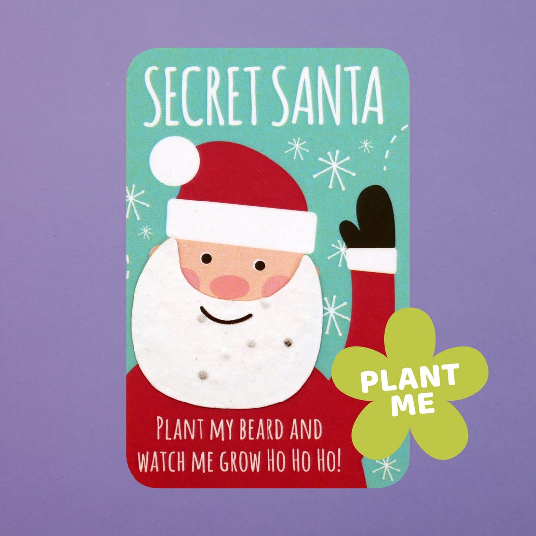 Secret Santa Gift Card With Removable Beard Containing Wild Flower ...