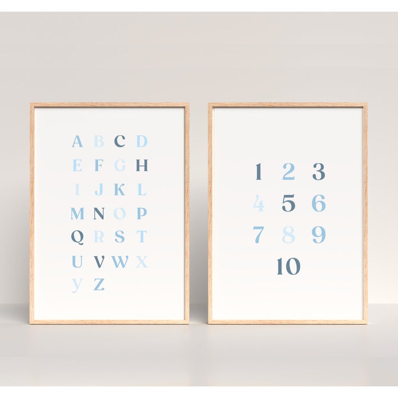 Alphabet Numbers Poster Educational Art Decor for Kids Children Rooms ...