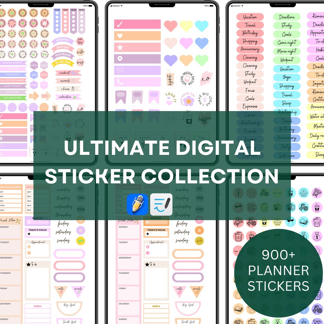 Ultimate Digital Sticker Collection: 600+ Goodnotes & Onenote Stickers ...