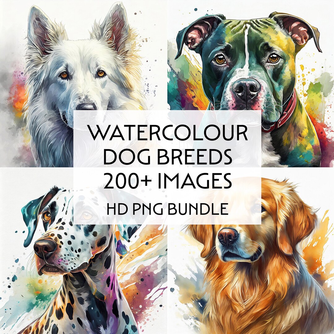 Watercolor Dog Breed Portraits: 200+ HD PNG Images - Etsy
