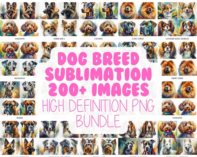 Big Dog Breeds Clipart Bundle Labeled Dog PNG Set - Etsy Canada