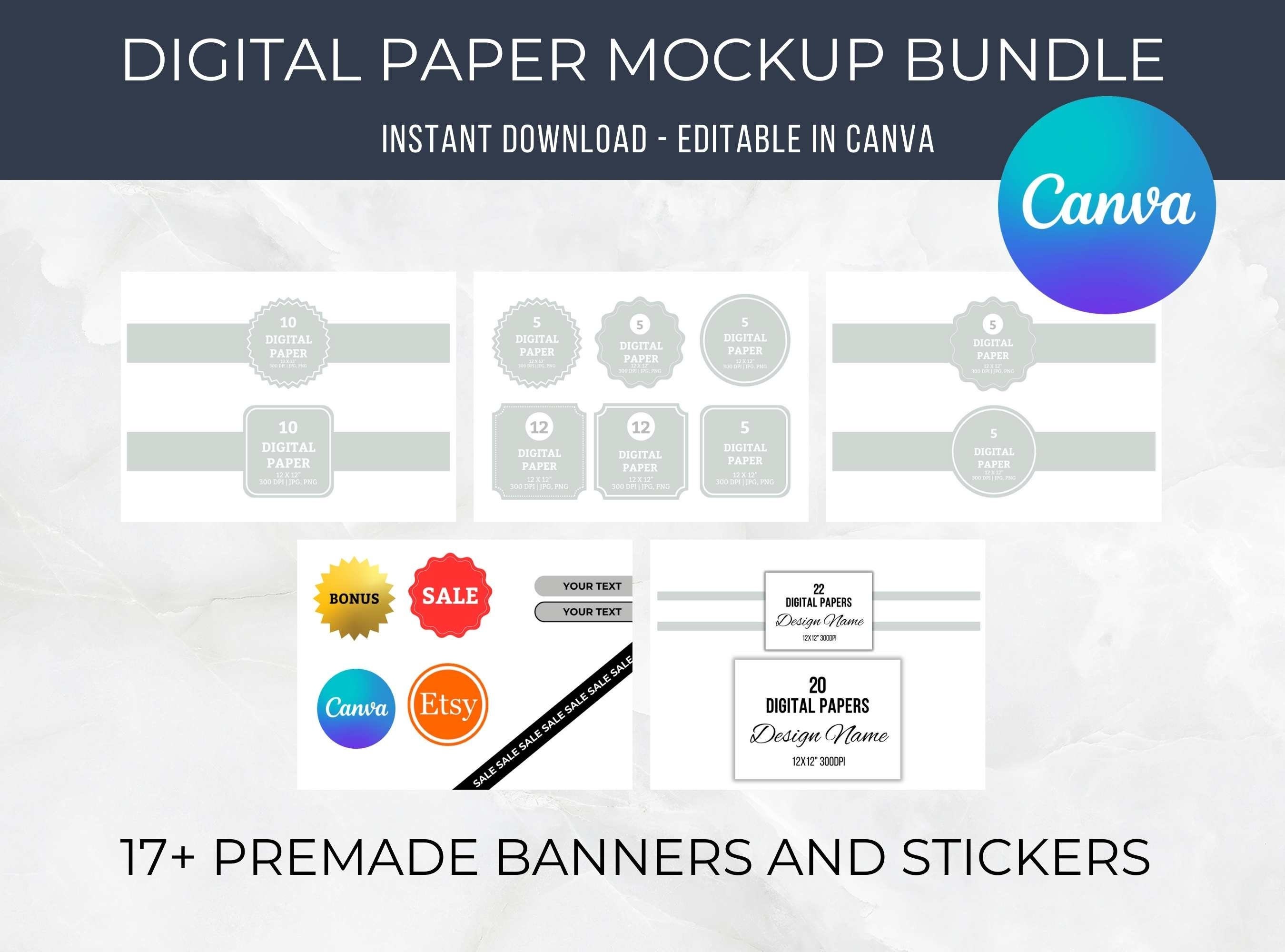 Digital Paper Mockup Templates Bundle, 47 Templates, Etsy Listing ...