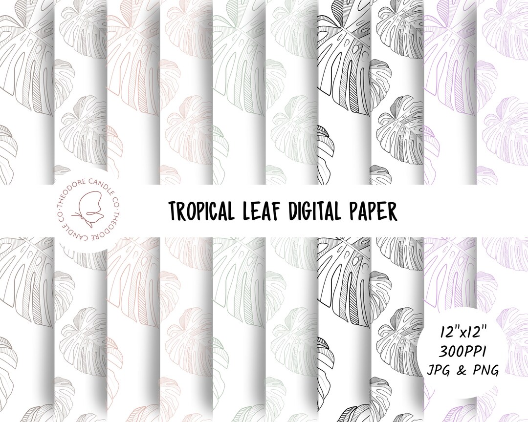 Tropical Monstera Leaf, Seamless Pattern, 300dpi, Png and JPG Instant ...