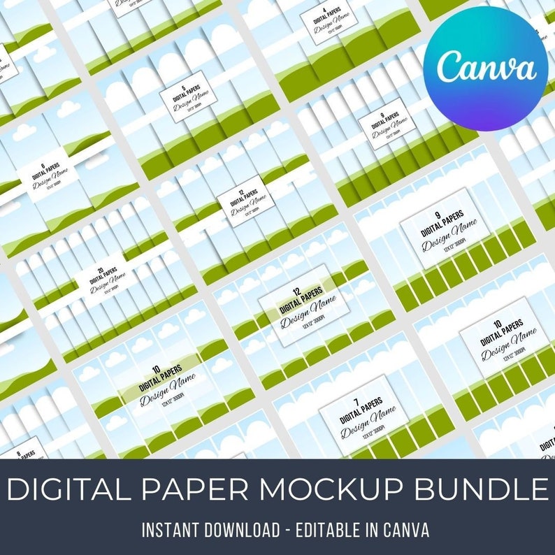 Digital Paper Mockup Canva Template Bundle: 47+ Editable Designs ...