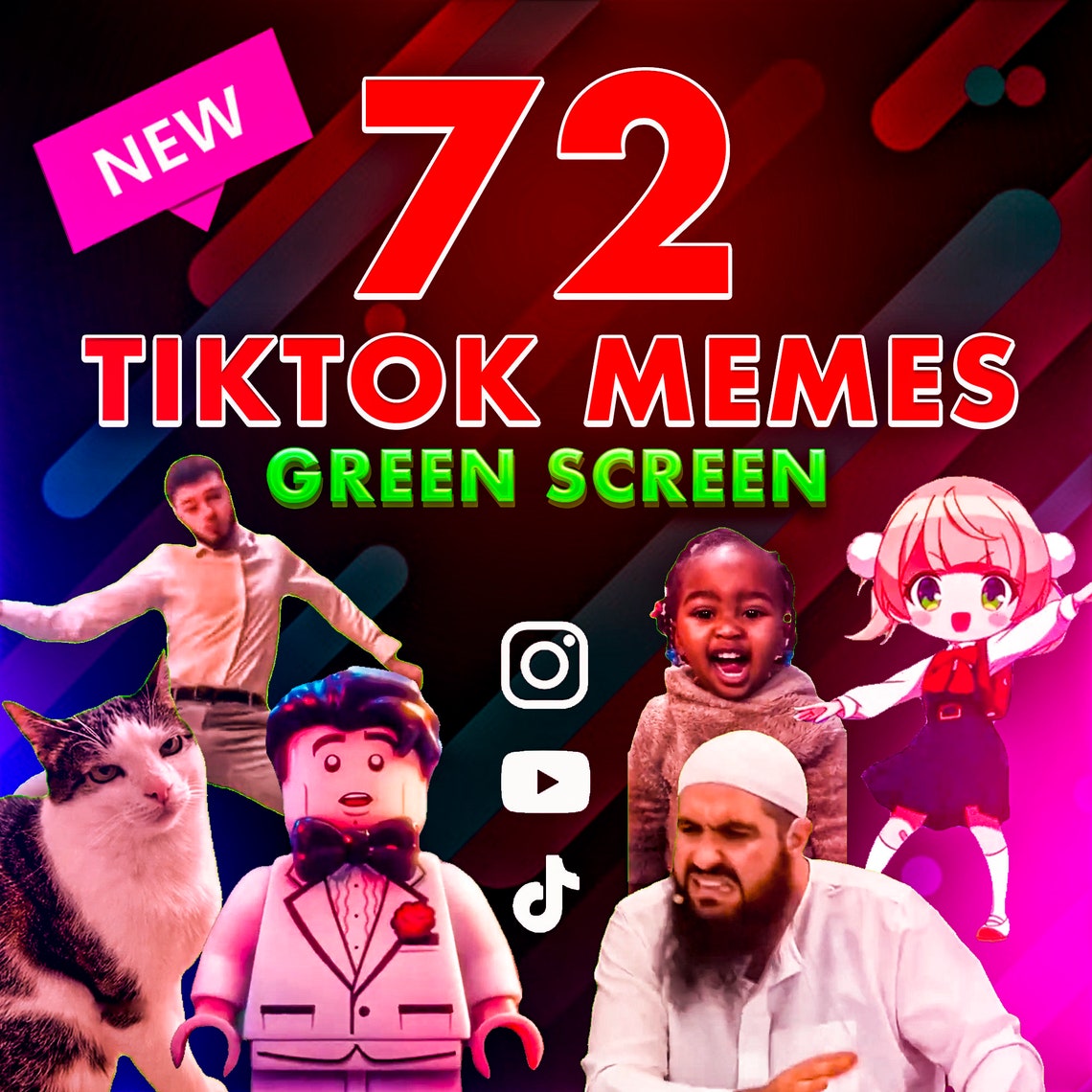 NEW 144 Popular Tiktok Memes Green Screen MP4 Files to Create Funny ...