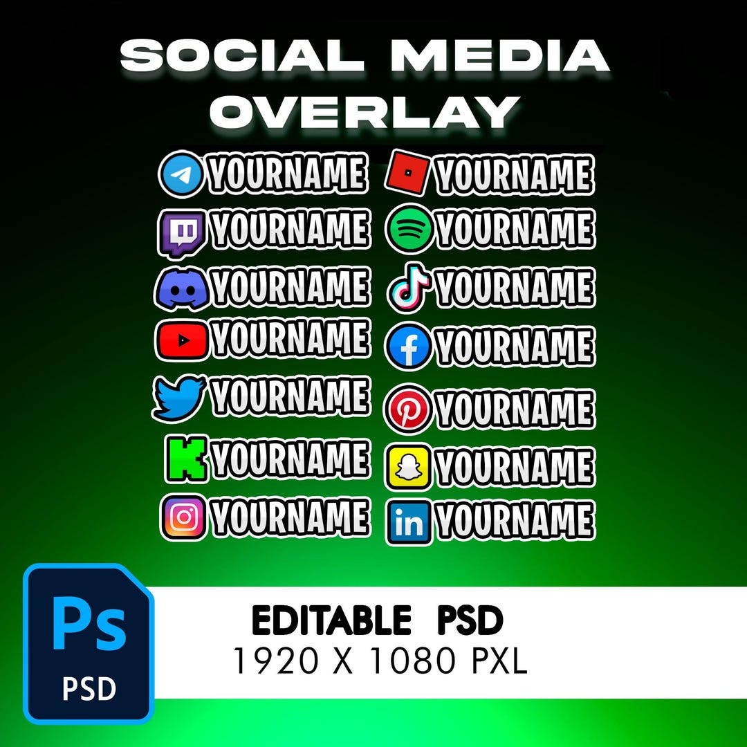 Social Media OVERLAY For Streaming Twitch Discord Youtube Twitter Social Media OVERLAY For Streaming Twitch Discord Youtube Twitter