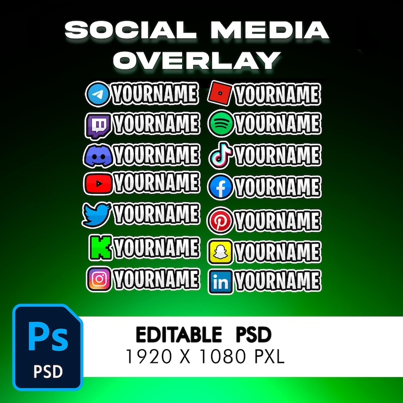 Social Media OVERLAY for Streaming | Twitch Discord Youtube Twitter ...