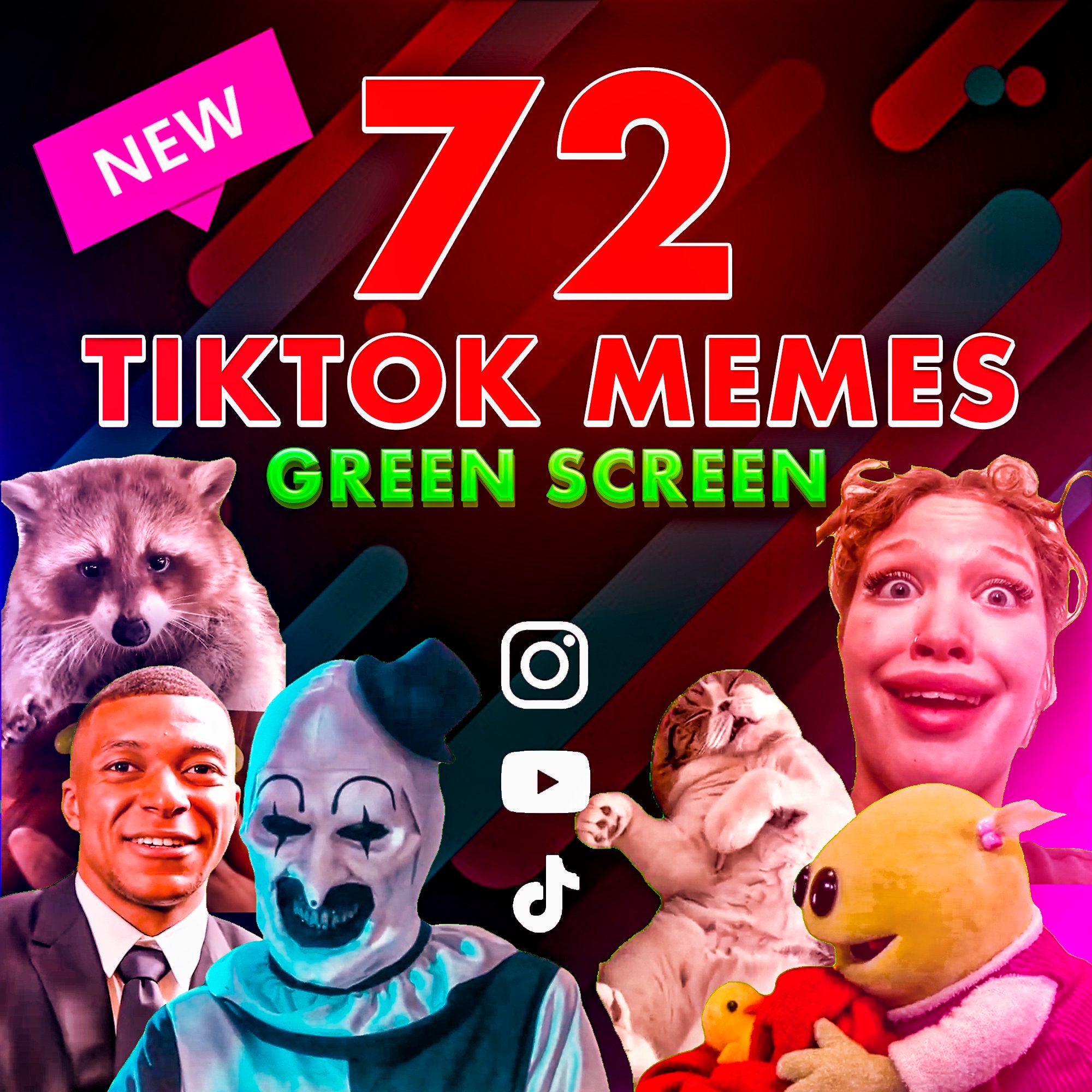 NEW 144 Popular Tiktok Memes Green Screen MP4 Files to Create Funny ...