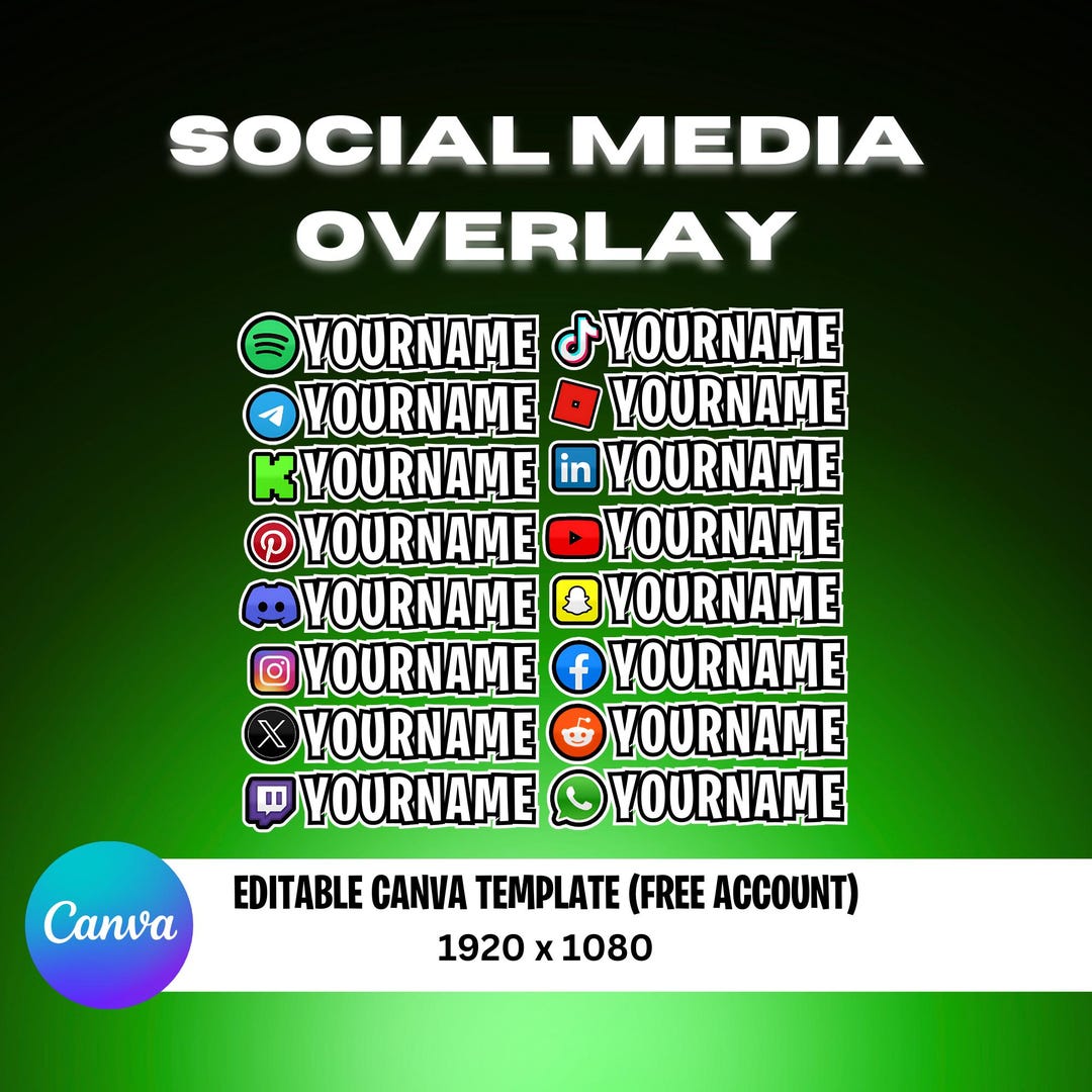 Social Media OVERLAY for Streaming | Twitch Discord Youtube Roblox Kick ...